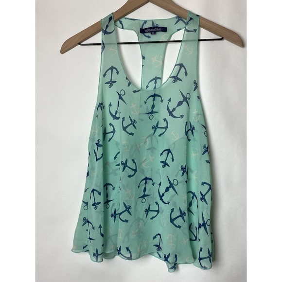 Ocean Drive | Tops | Womens Ocean Drive Sheer Coverup Tank Top Anchor ...
